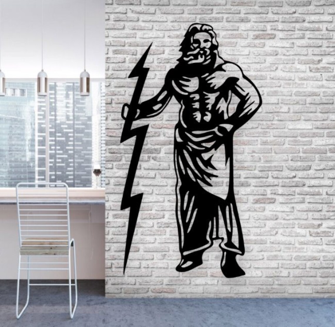 Lasercut Zeus Wooden Metal Wall Decoration Greek God Vector Art SVG DXF ...
