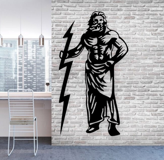 Lasercut Zeus Wooden Metal Wall Decoration Greek God Vector Art SVG DXF ...