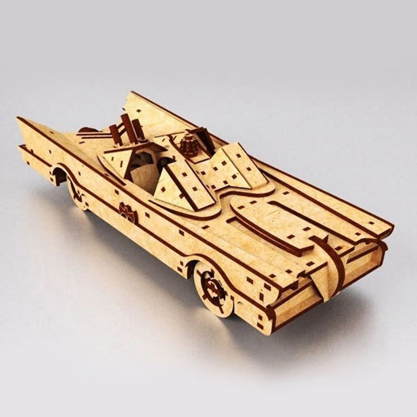 Laser Cut Mobil Car Model 3D Plan Wooden Toy 3 Mm SVG DXF File With ...