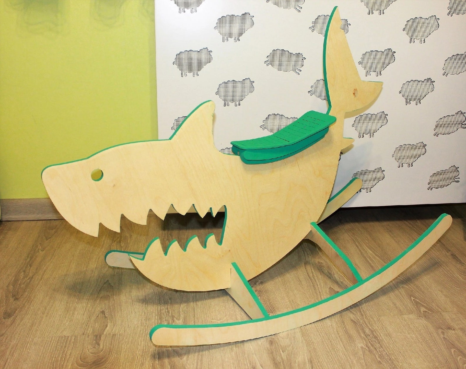 Lasercut Rocker Wooden Shark Toy Plan for Kids Cnc Router Cut 13 Mm ...