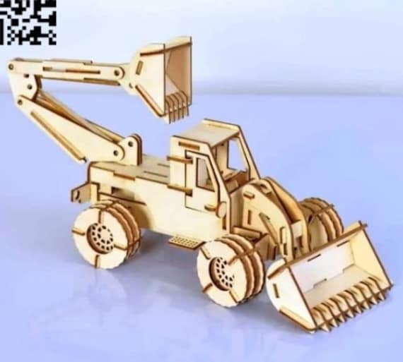 Lasercut Backhoe Loader Model 3D Decorative Wooden Toy 2.3 Mm - Etsy