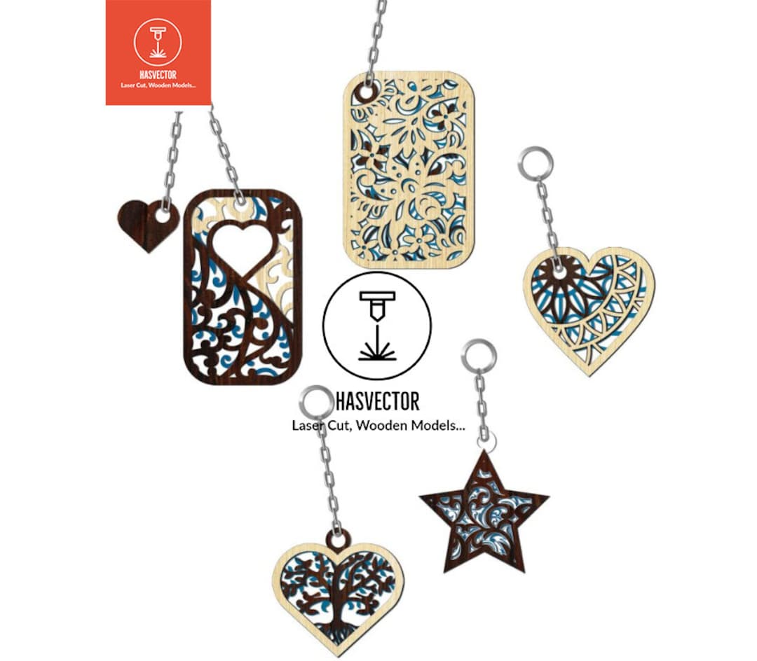 Lasercut Wooden Key Chain Model 5 Different Design Star - Etsy