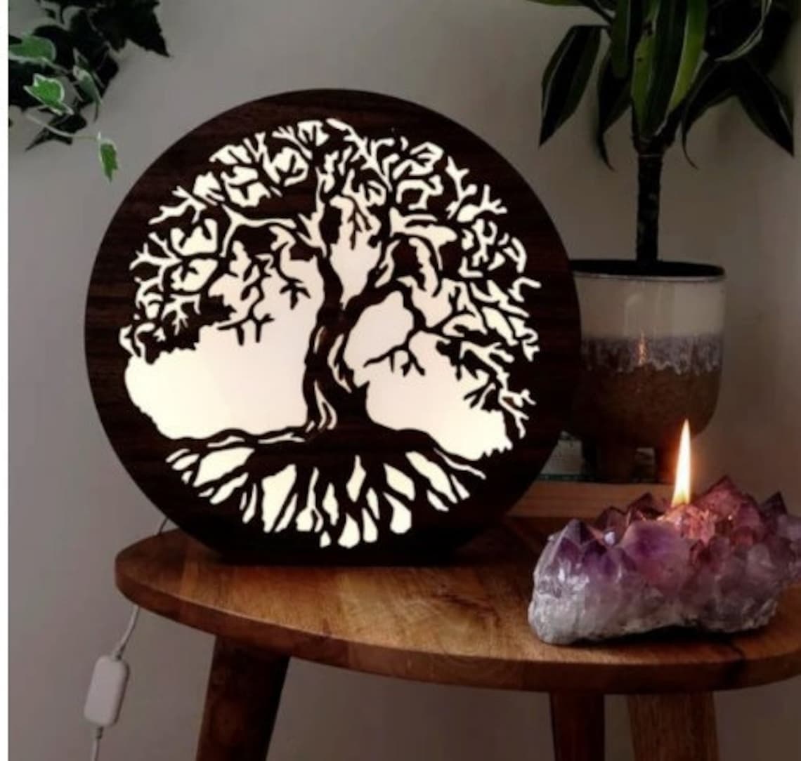 Lasercut Crescent Night Lamb, Light Box Wooden Model Flower, Tree of ...