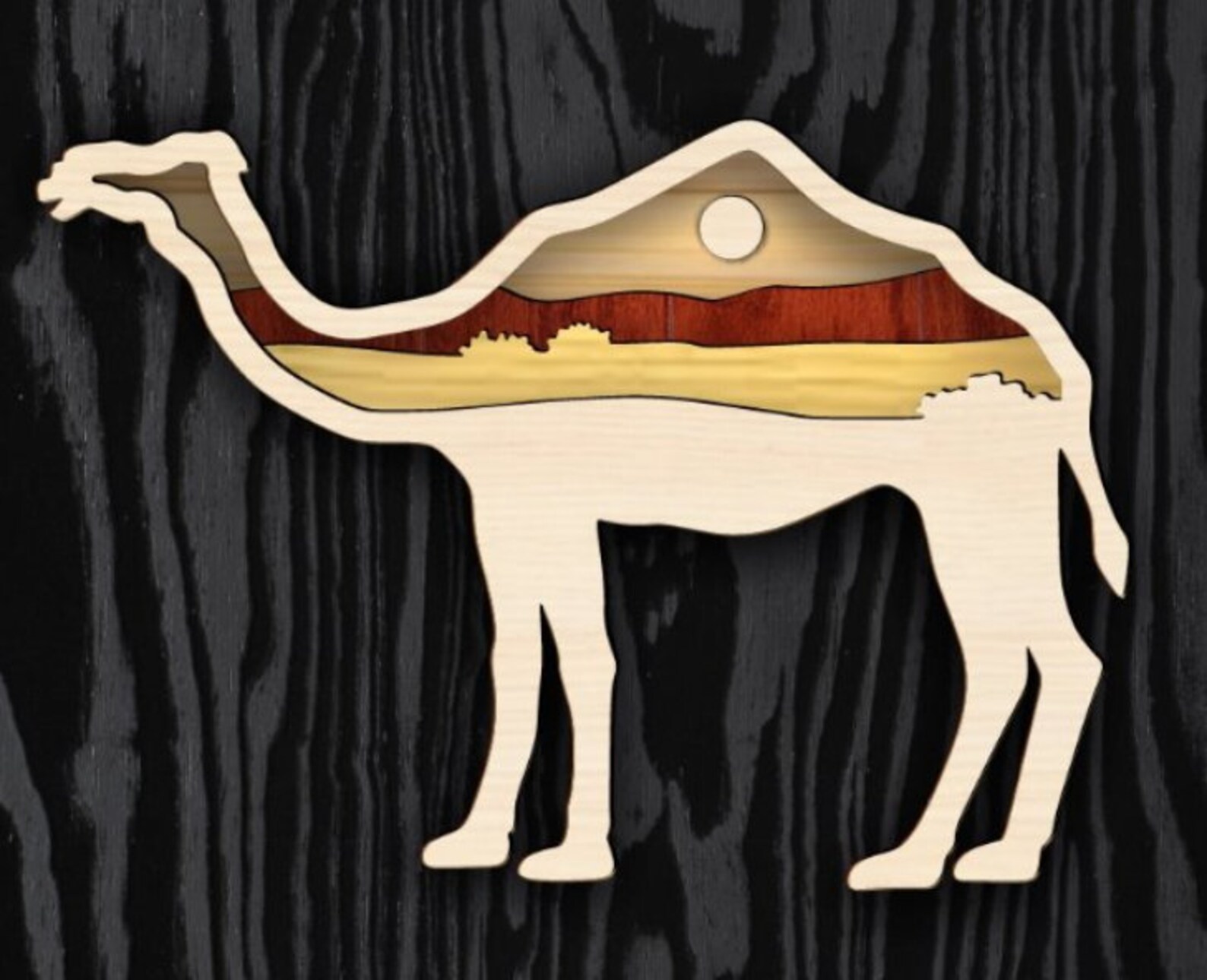 Lasercut Layered Camel Paintable Diy Wooden Wall Decoration Vector Art ...