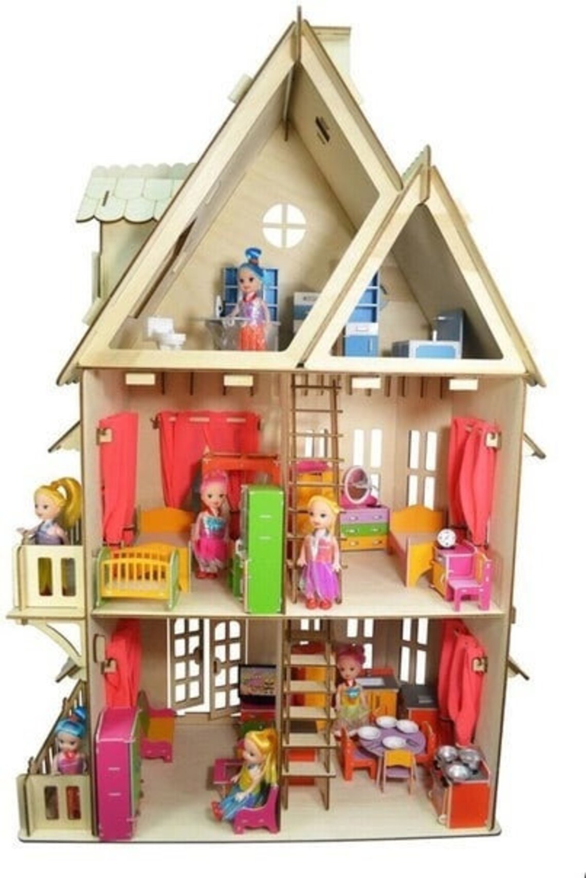 Lasercut Dollhouse Model 3D Decorative Wooden Toy 3 Mm House Plan SVG ...