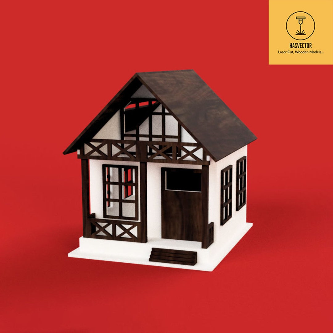 Lasercut House Model 3D Decorative Wooden Toy 4 Mm House Plan SVG CDR ...