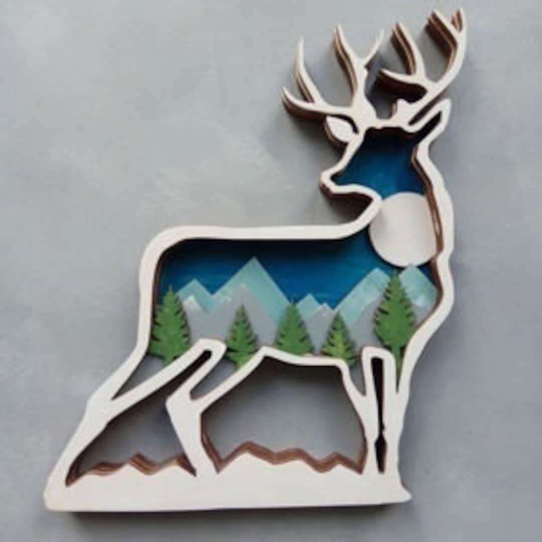 Lasercut Layered Deer Wooden Wall Decoration Vector Art (5 Layers) SVG ...