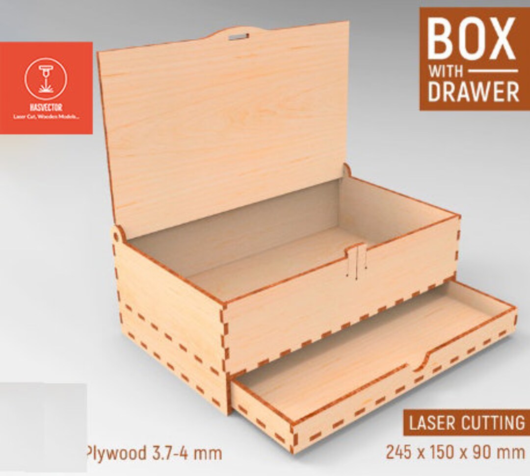 Lasercut Storage Box With Drawer Organizer Wooden 3D Model 3.7 Mm Plan ...