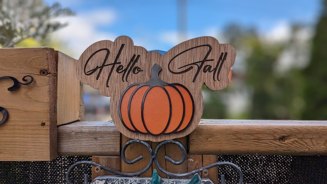 Lasercut Pumpkin Hello Fall Sign Wooden Wall and Garden Decoration SVG ...