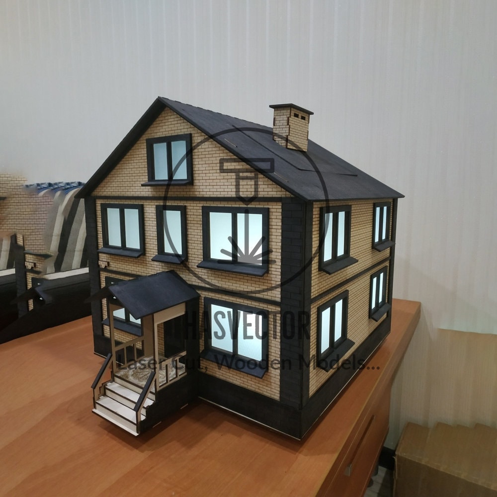 Lasercut Building House Model 3D Decorative Wooden Toy 4 Mm Plan SVG ...