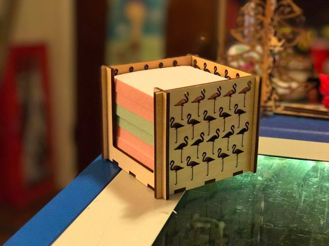 Lasercut Wooden Note Holder, Post-it Desk Organizer Paper Storage Box 3 ...