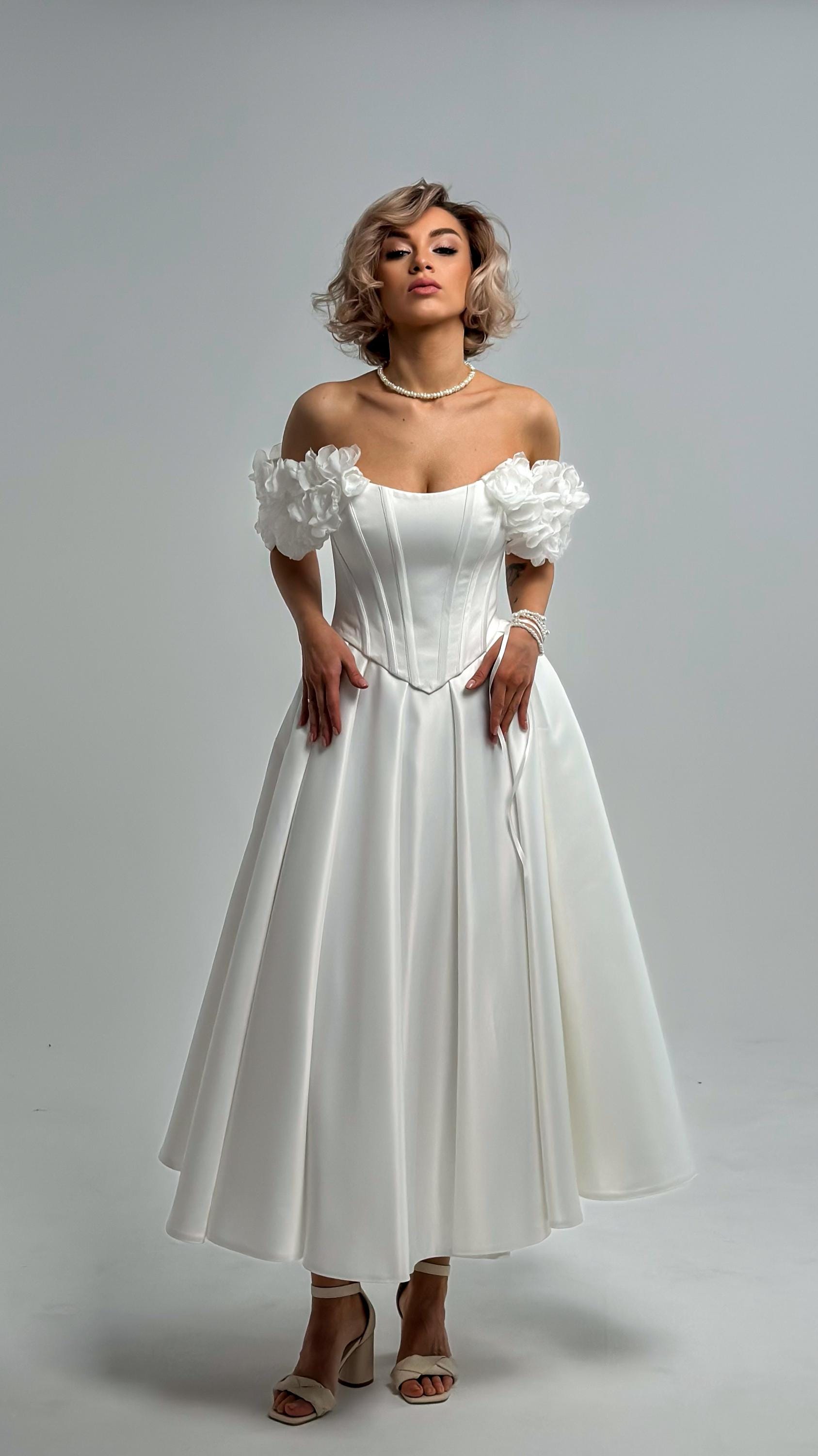 Wedding Dress, Off-shoulders, Reception Dress, Stylish Satin, Bridal ...
