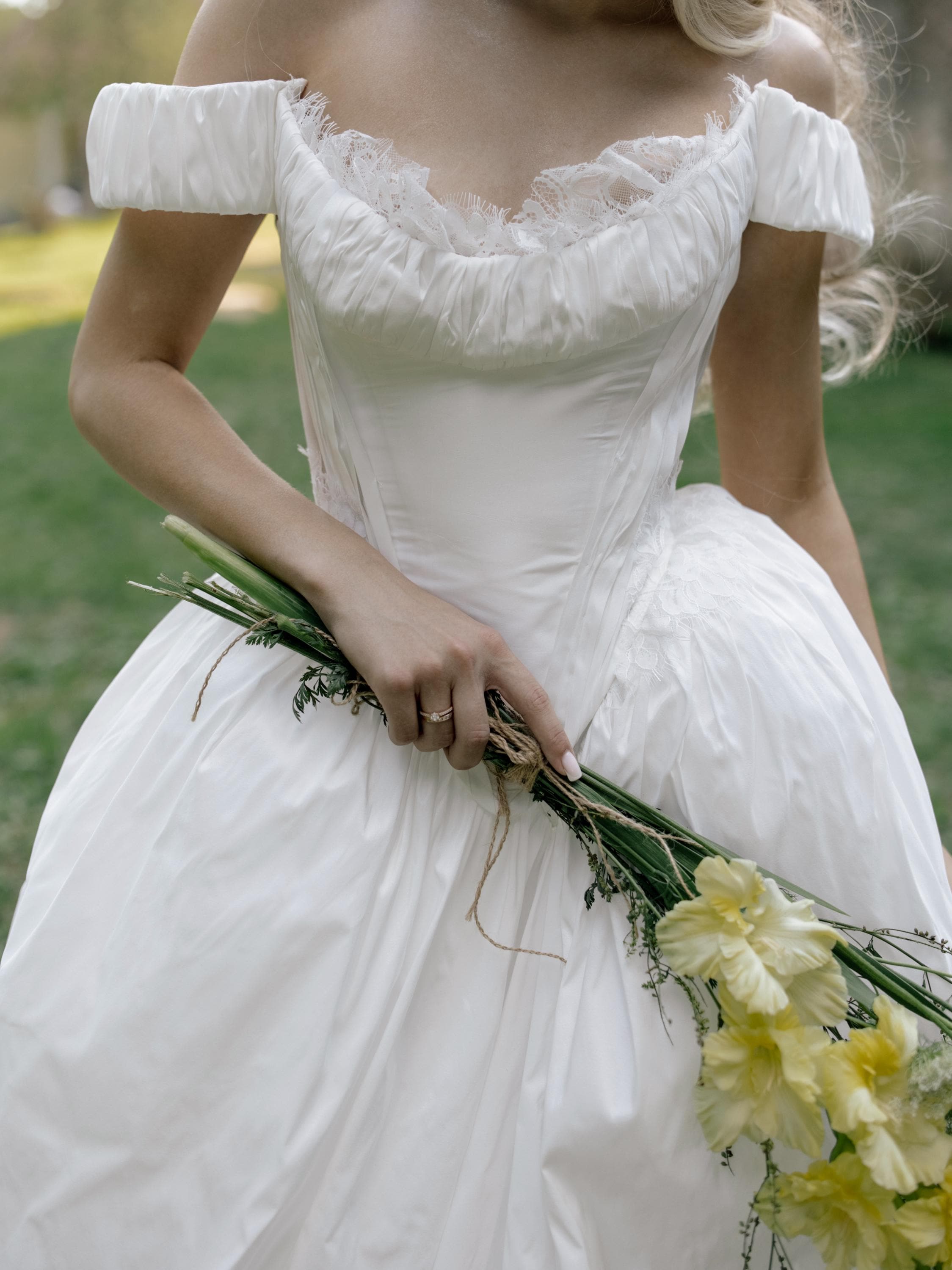 Off-shoulders Taffeta Wedding Dress, Reception Bridal Dress, Drapes ...