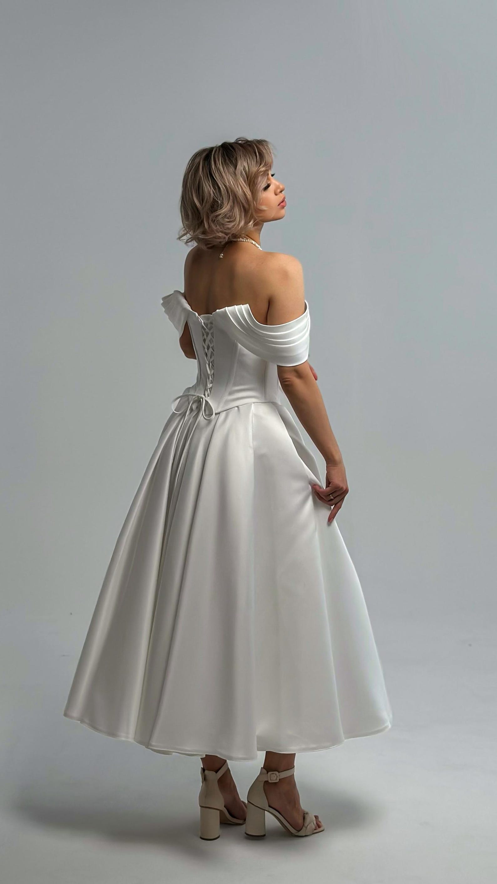Wedding Dress, Off-shoulders, Reception Dress, Stylish Satin, Bridal ...