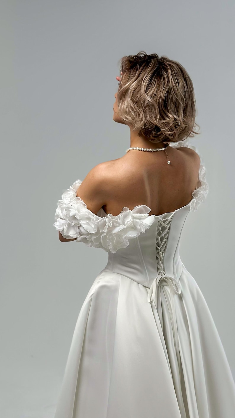 Wedding Dress, Off-shoulders, Reception Dress, Stylish Satin, Bridal ...