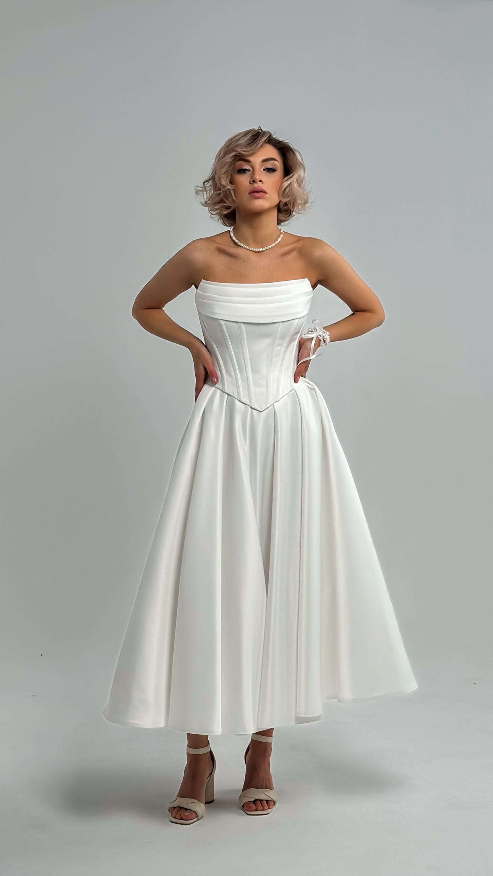 Wedding Dress, Off-shoulders, Reception Dress, Stylish Satin, Bridal ...