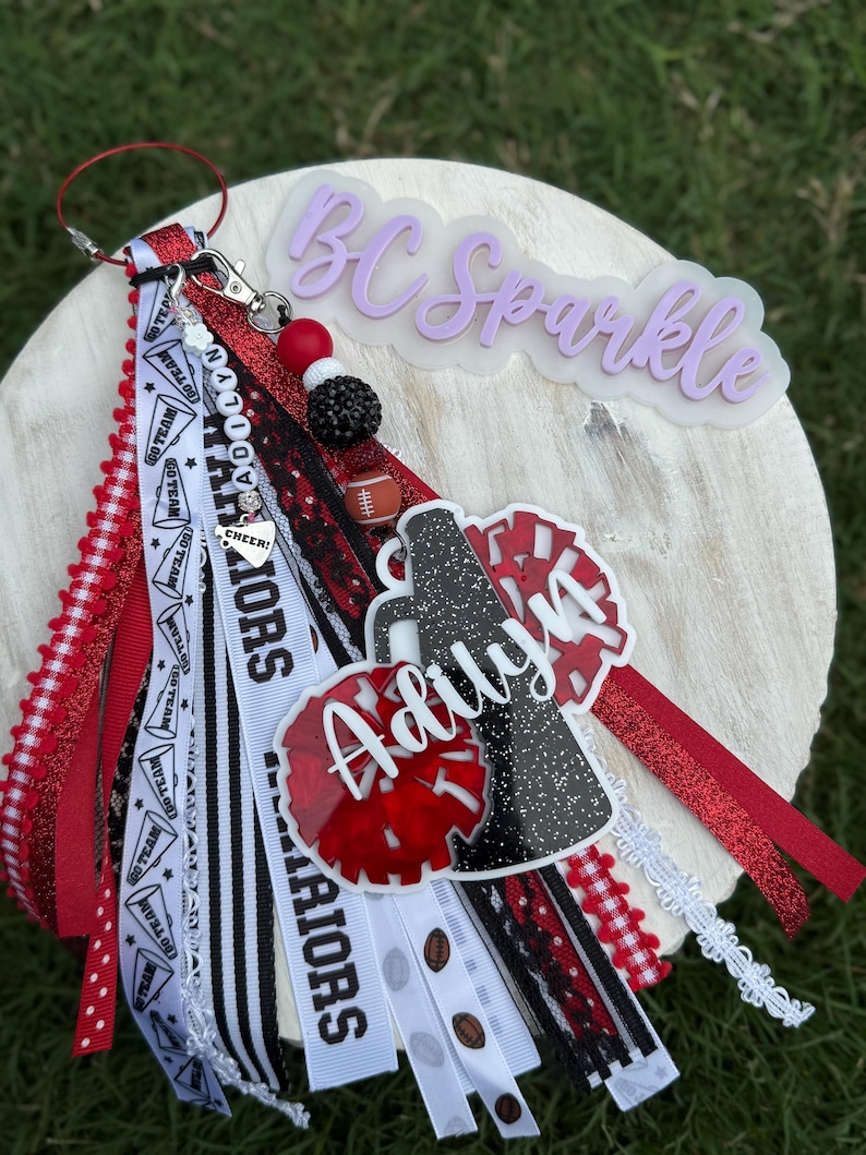Custom Team Spirit Keychain: Personalized Ribbon Bag Tag - Etsy