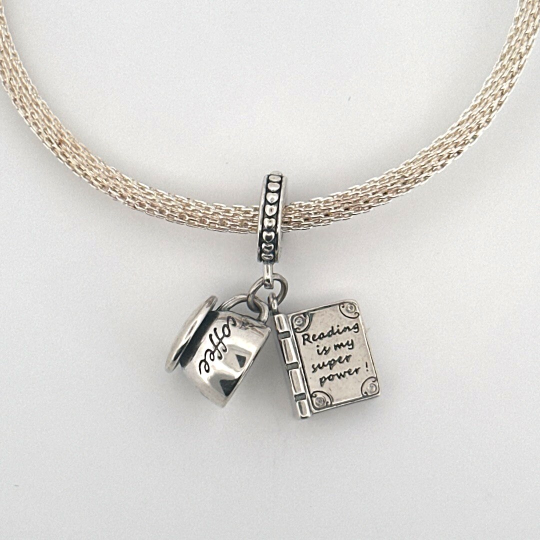 Reading Charm Pandora Style Charm Bookworm Charm Gift for Her - Etsy