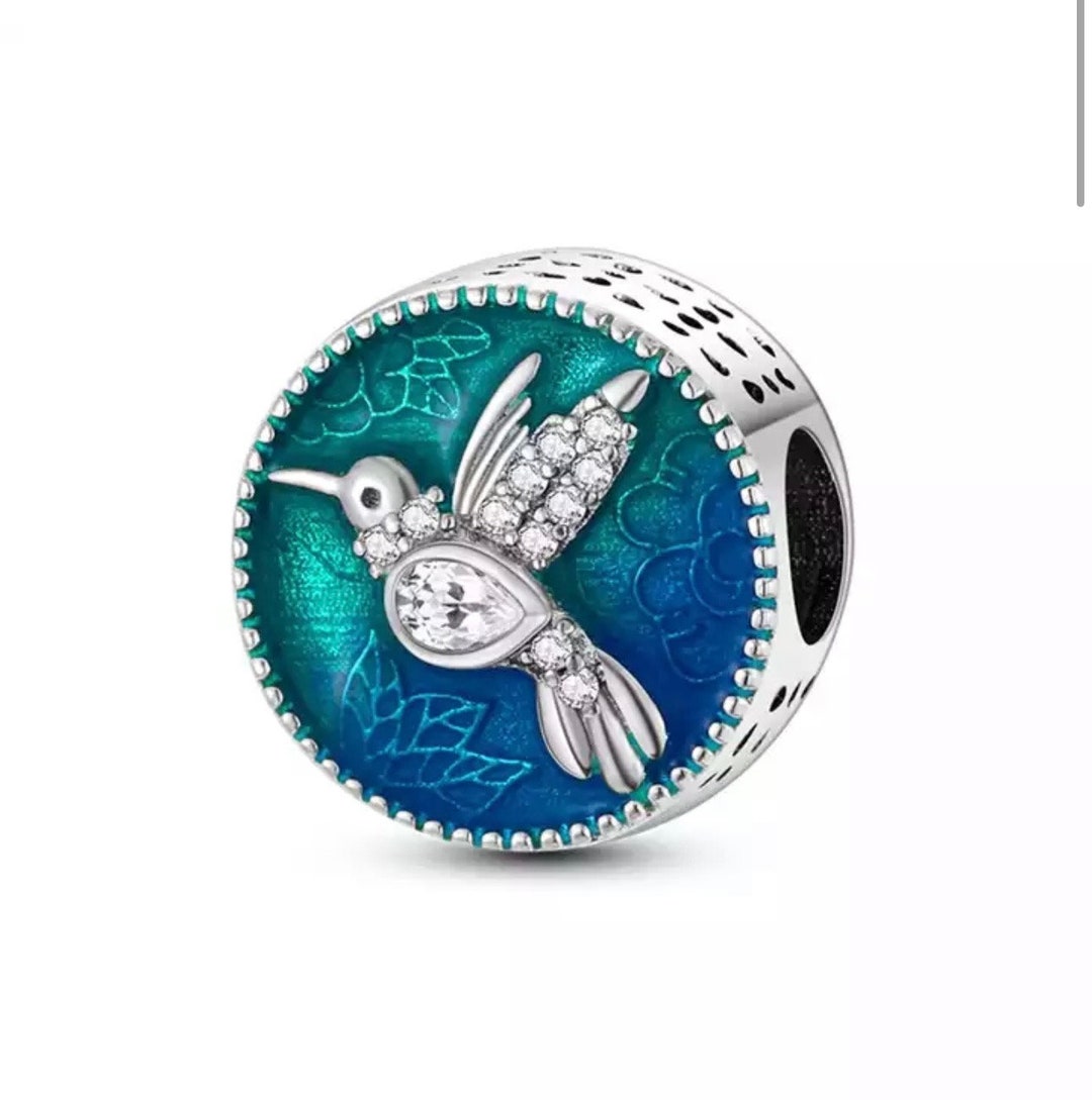Hummingbird Charm Hummingbird Bead Pandora Style Charm - Etsy