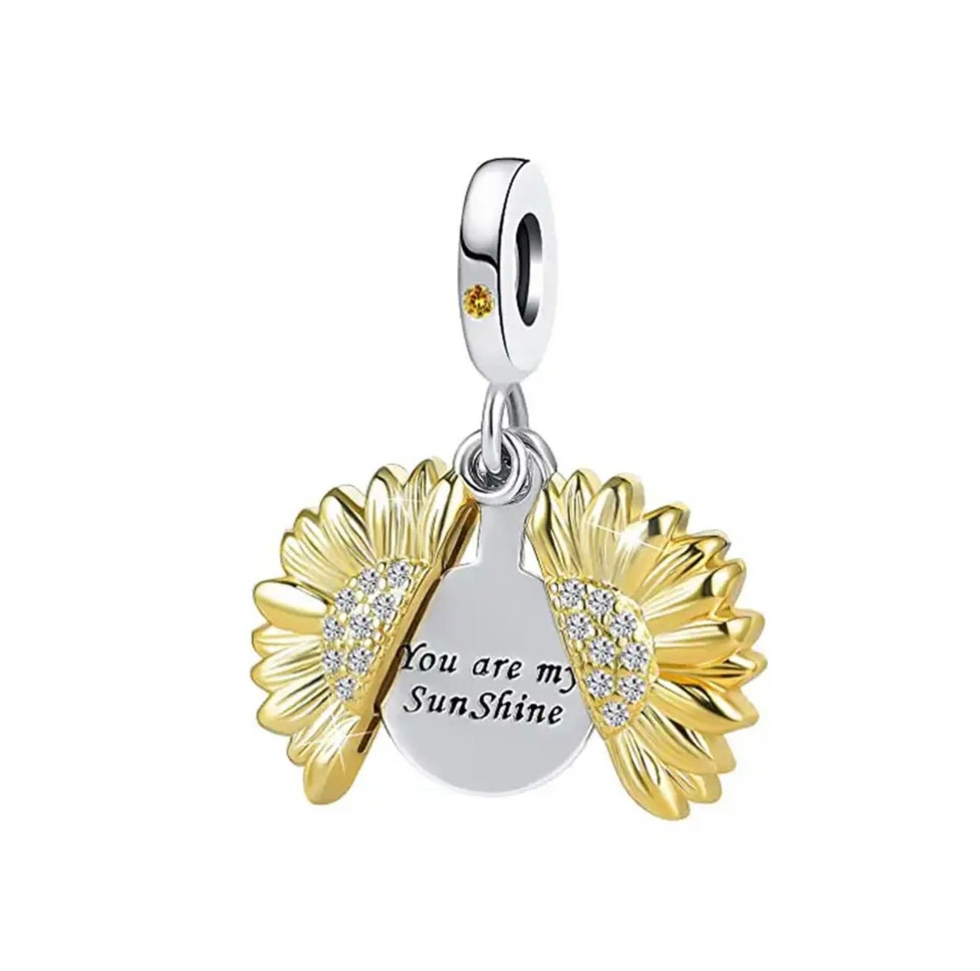 Sunflower Dangle Charm Pandora Style Charm 925 Sterling Silver ...