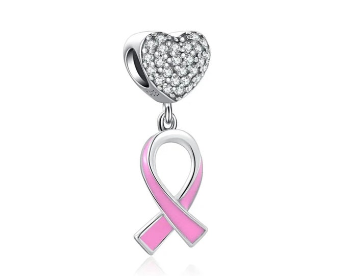 Breast Cancer Awareness Charm Pandora Style Charm Pink Ribbon Charm ...