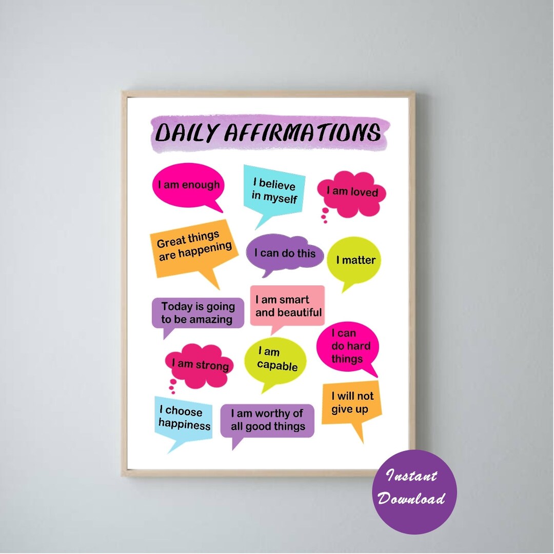 Instant Download Print Daily Affirmations Motivational Inspirational ...