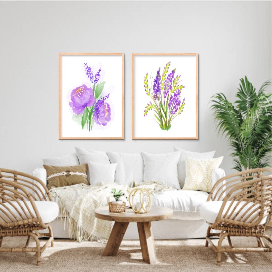 Floral Watercolor Abstract 2 Piece Set Digital Download Print Wall Art ...
