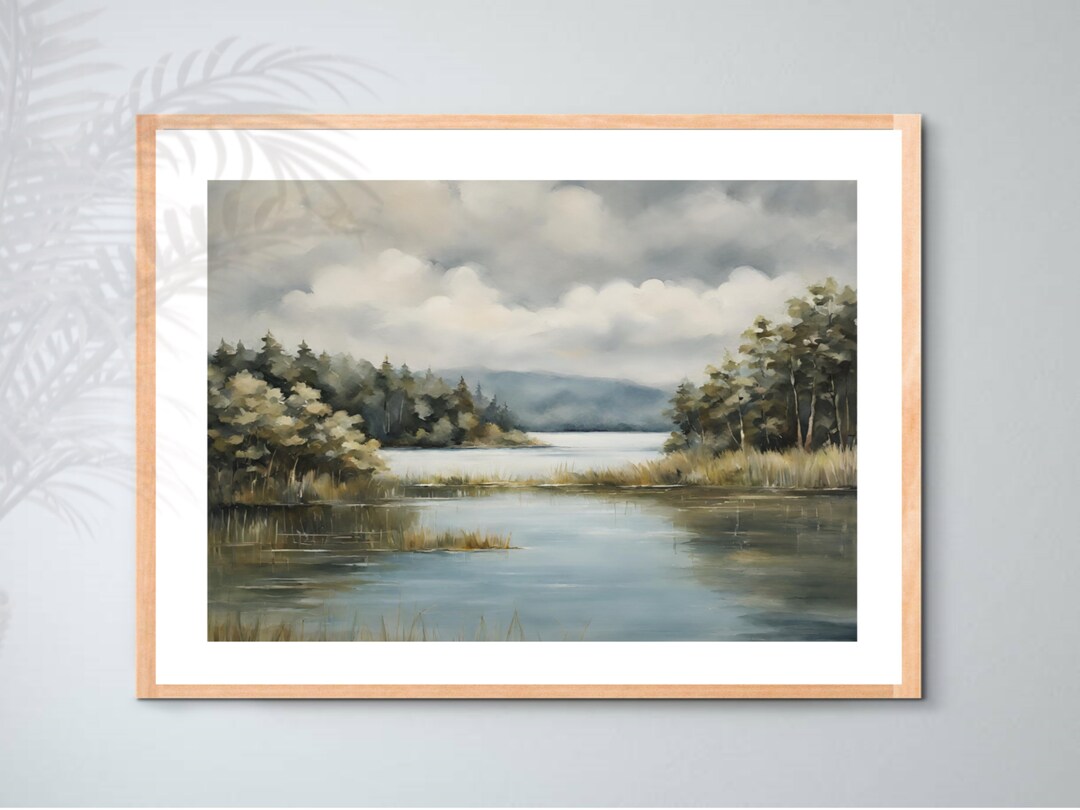 Lake View Watercolor Abstract Printable Downloadable Digital Art - Etsy