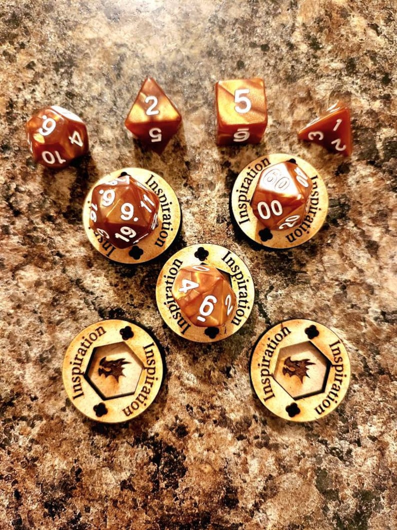 Inspiration Tokens Engraved X 5 , Dnd Dice Holders Inspiration, 5 Dnd ...