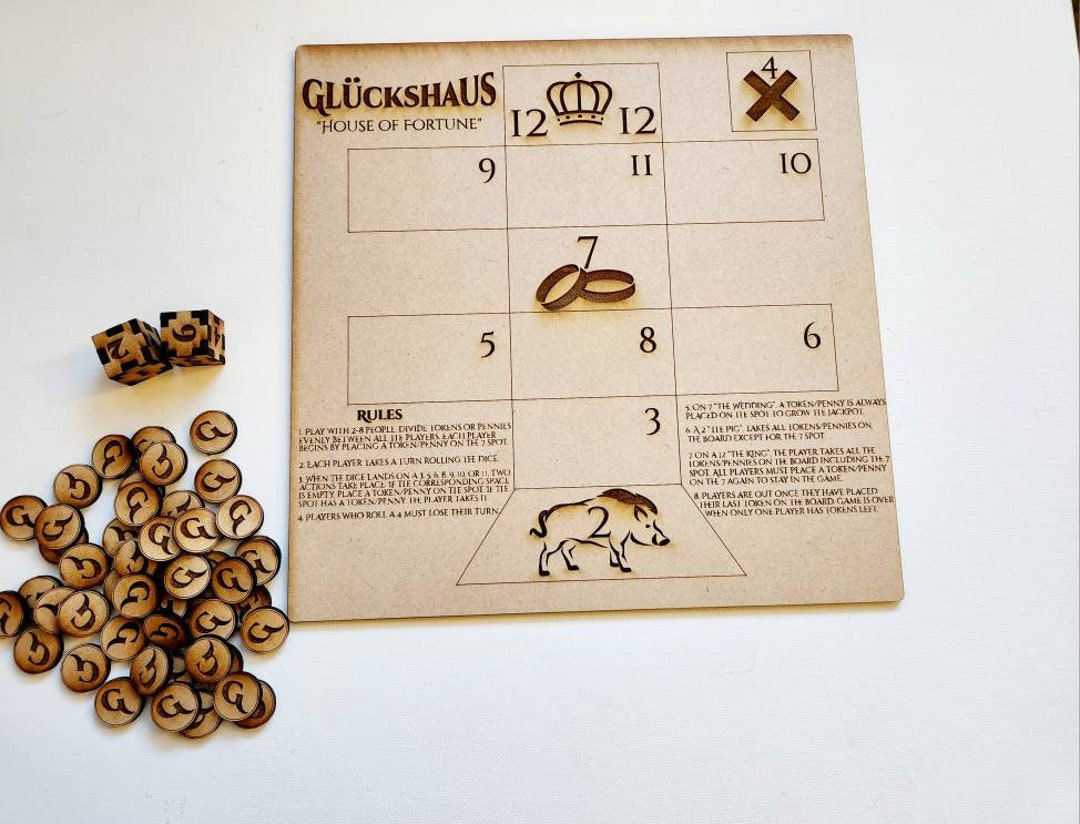 GLUCKSHAUS Dice Game, Game of Fortune, Fun Family Game, 2-8 Players , Includes Game Board and ...