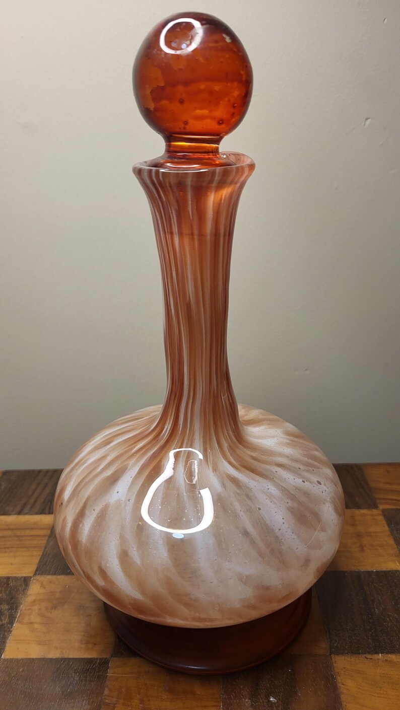 White Cristal Murano Decanter Swirled Glass - Etsy