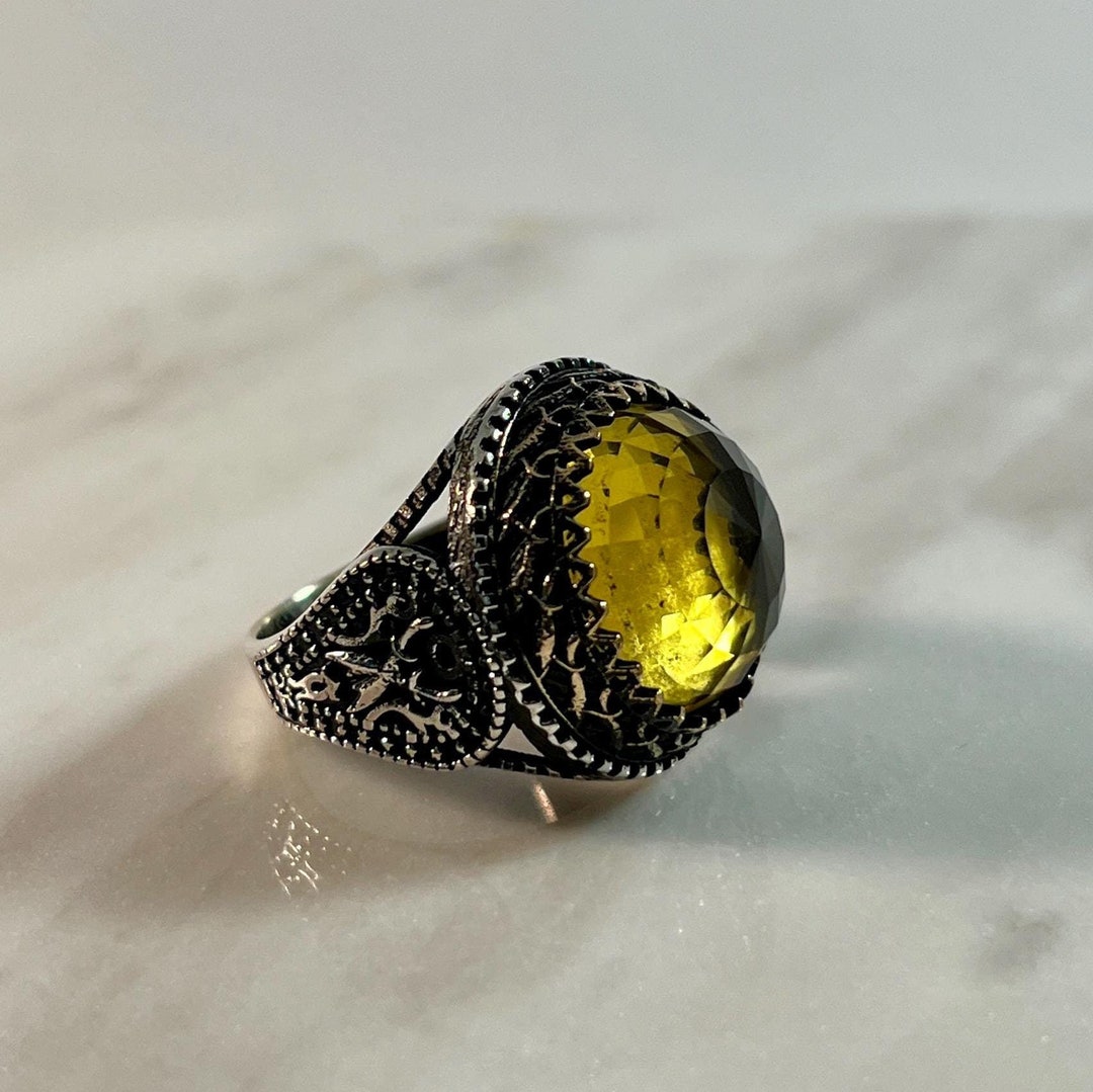 Yellow Zircon Ring, Handmade Yellow Zircon Ring, 925 Sterling Silver ...