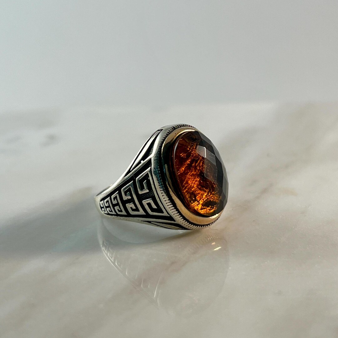 Natural Brown Zircon Ring, Radiant Brown Natural Zircon Ring, 925 ...