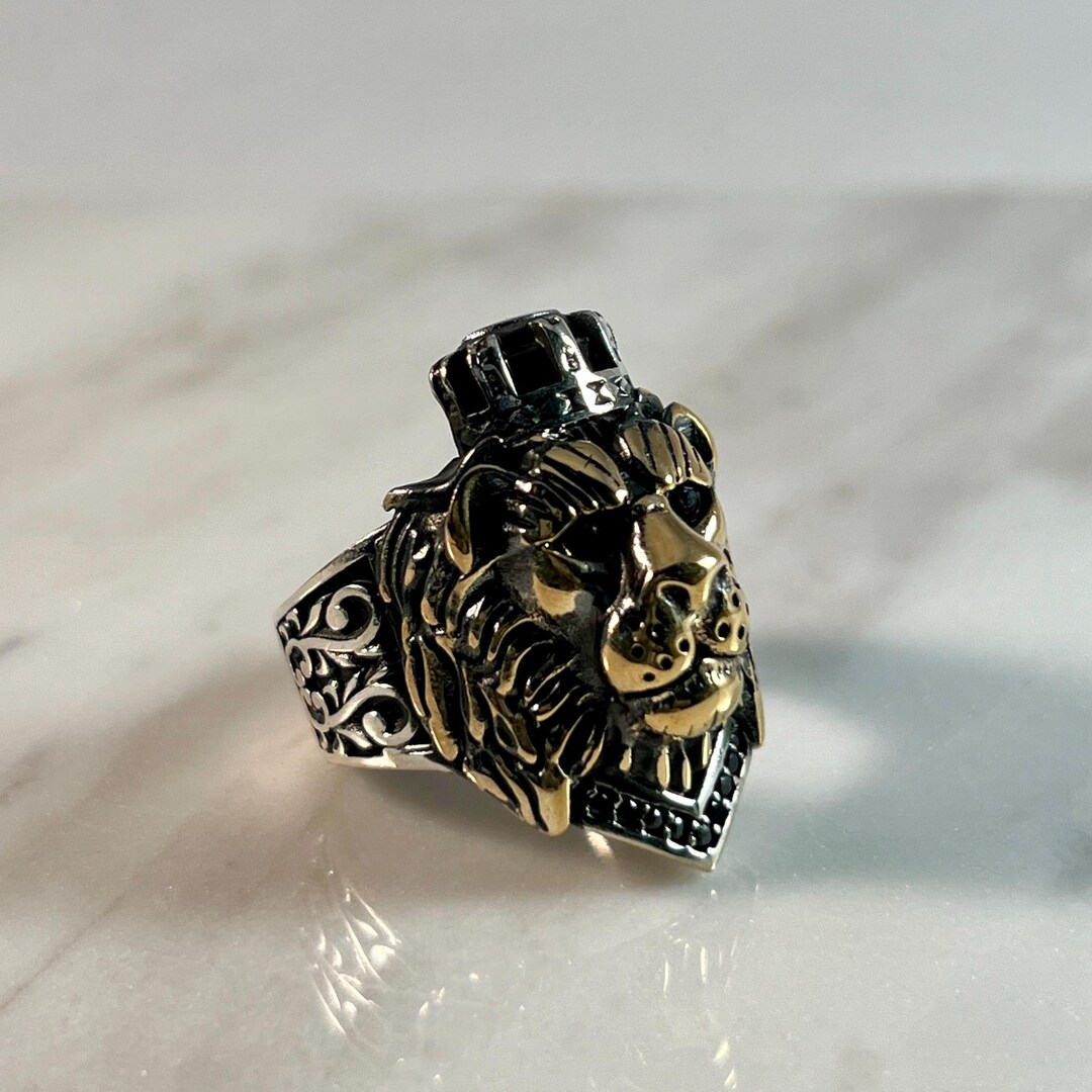 Lion Design Ring, Lion Head Statement Ring, Animal Ring, 925 Sterling ...