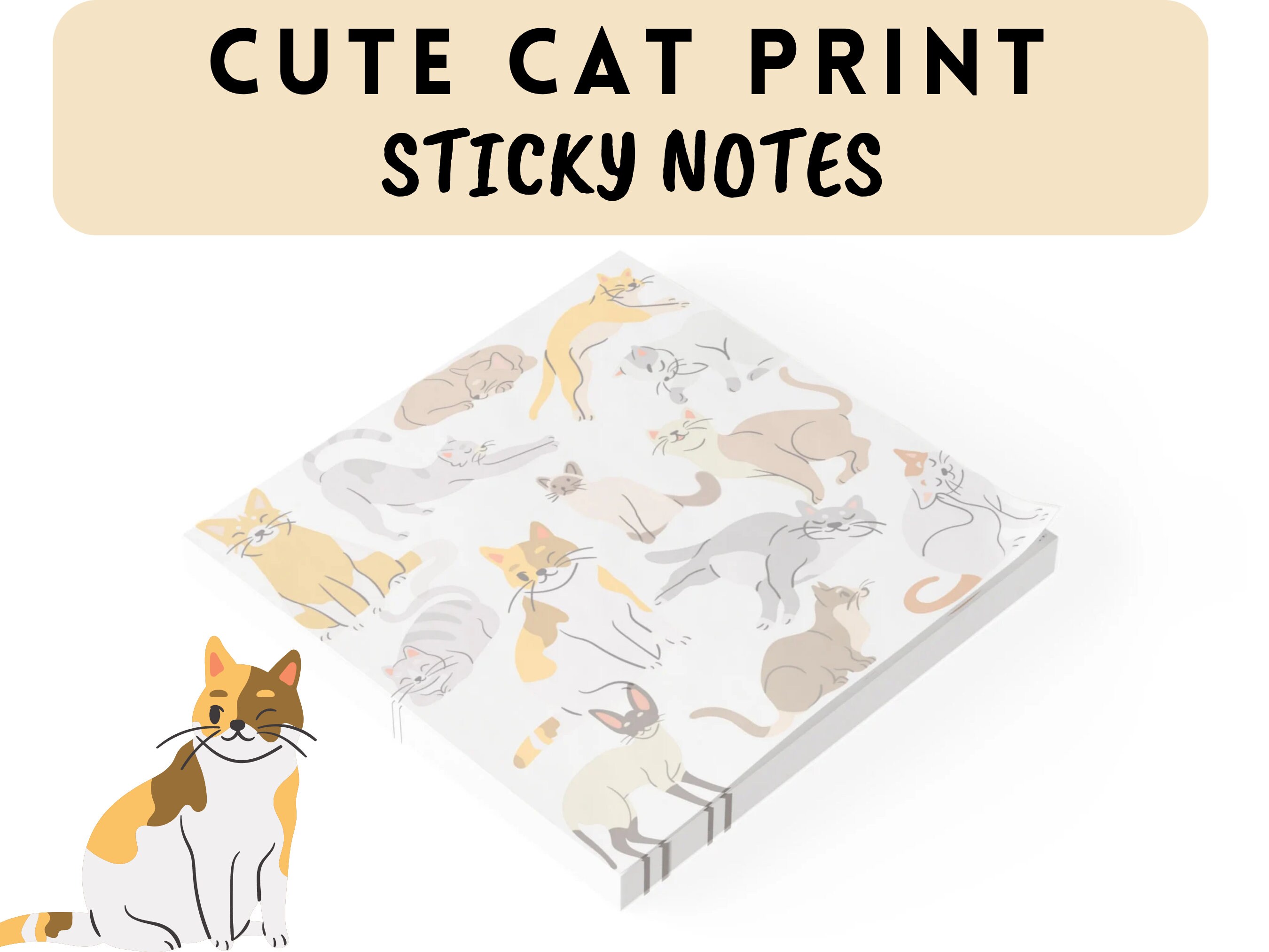 Cat Sticky Notes | Kitten Post-it® Note Pads | Cute Kitty Cats ...