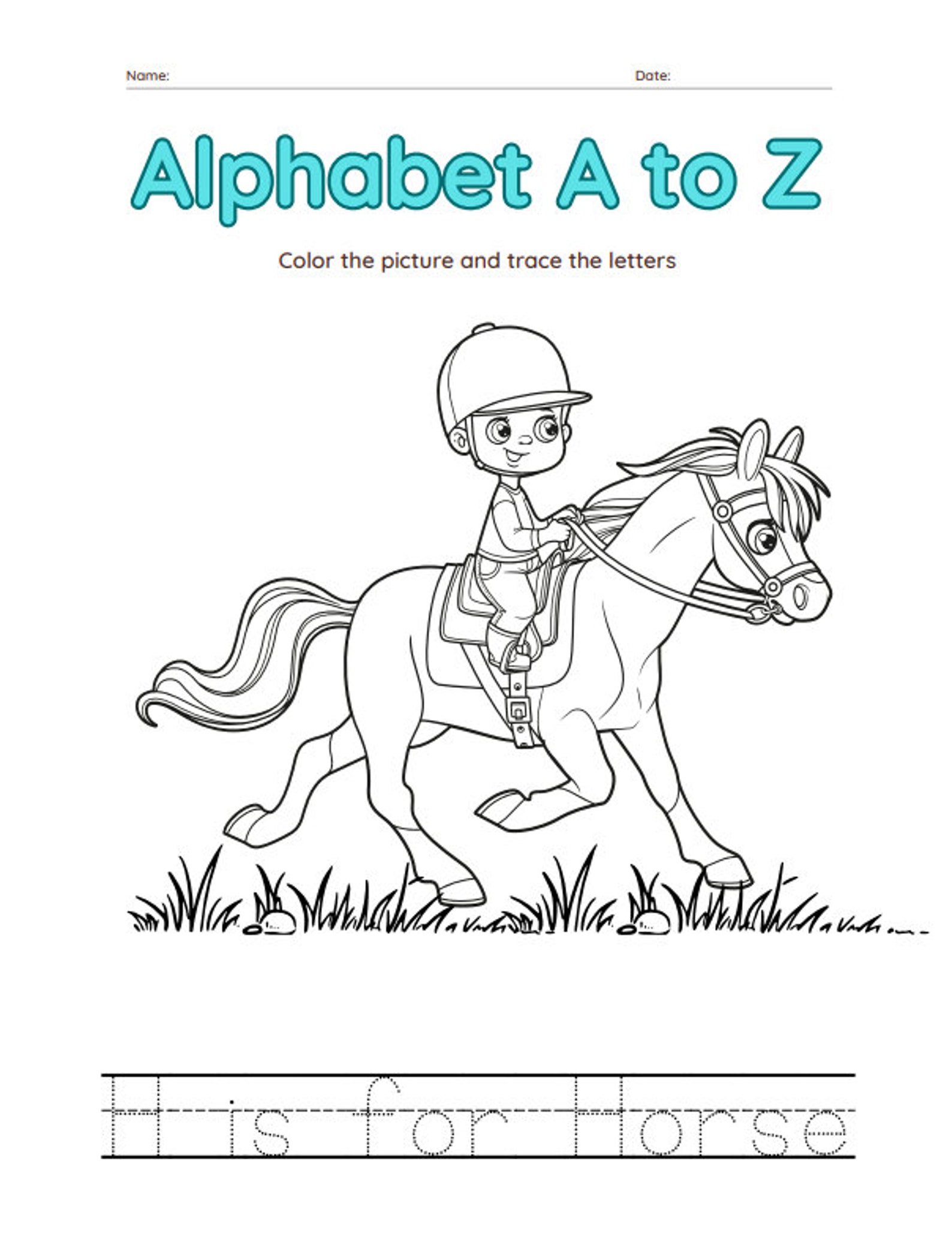Kids Alphabet Workbook, A to Z Work Pages, Handwriting Practice, Kids ...