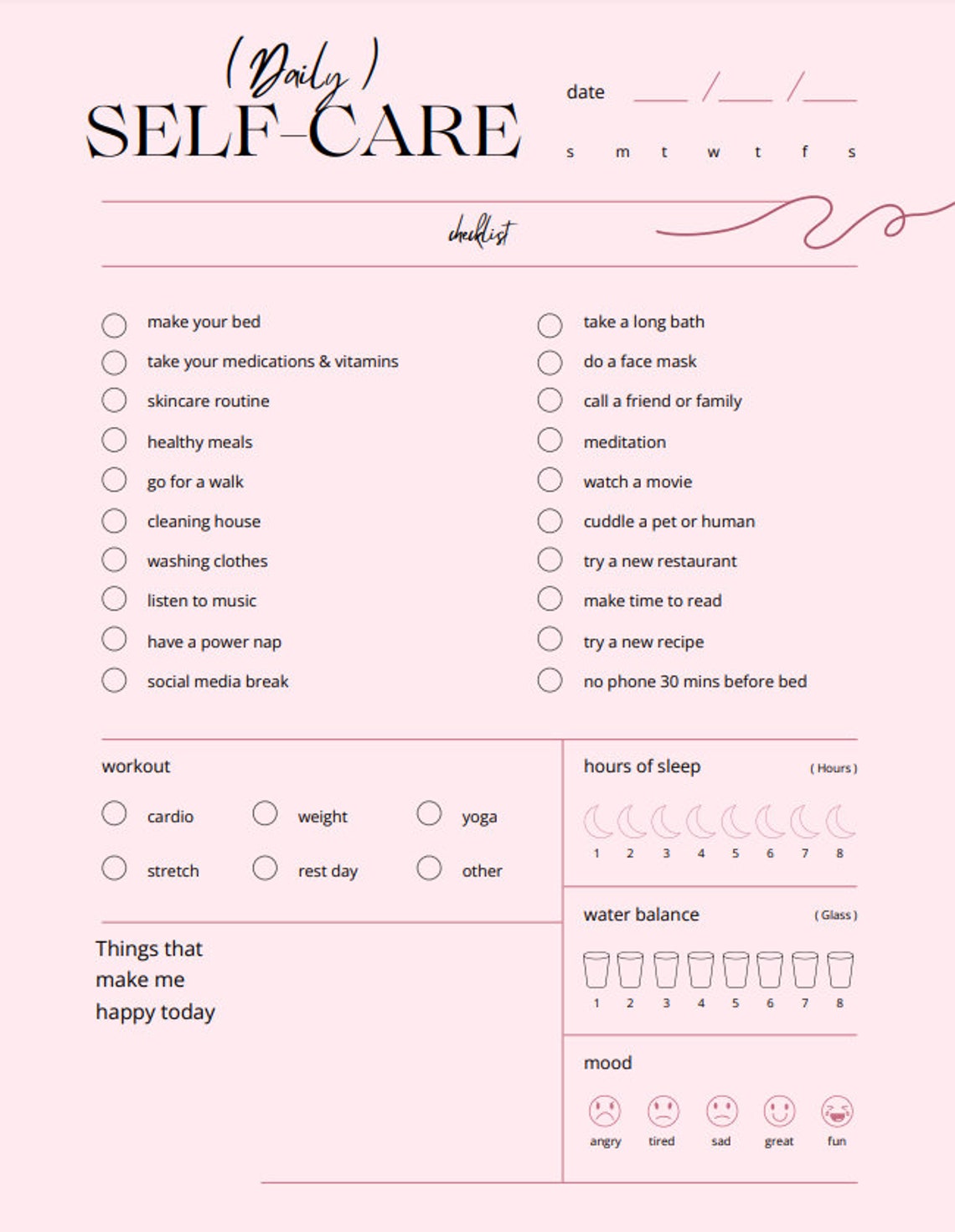 Self Care Planner, Self Care, Goal Setting, 30 Day Self Care, Selfcare ...