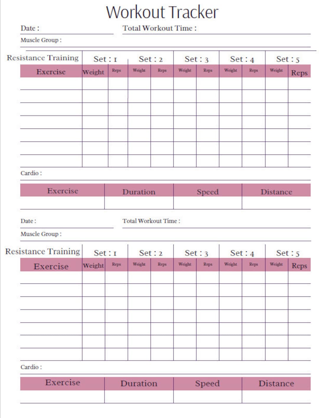 Workout Planner, Daily Schedule Planner, Plan Your Workouts, Fitness ...