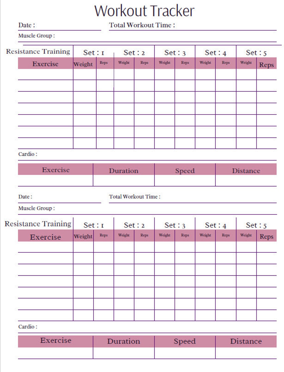 Workout Planner, Daily Schedule Planner, Plan Your Workouts, Fitness ...