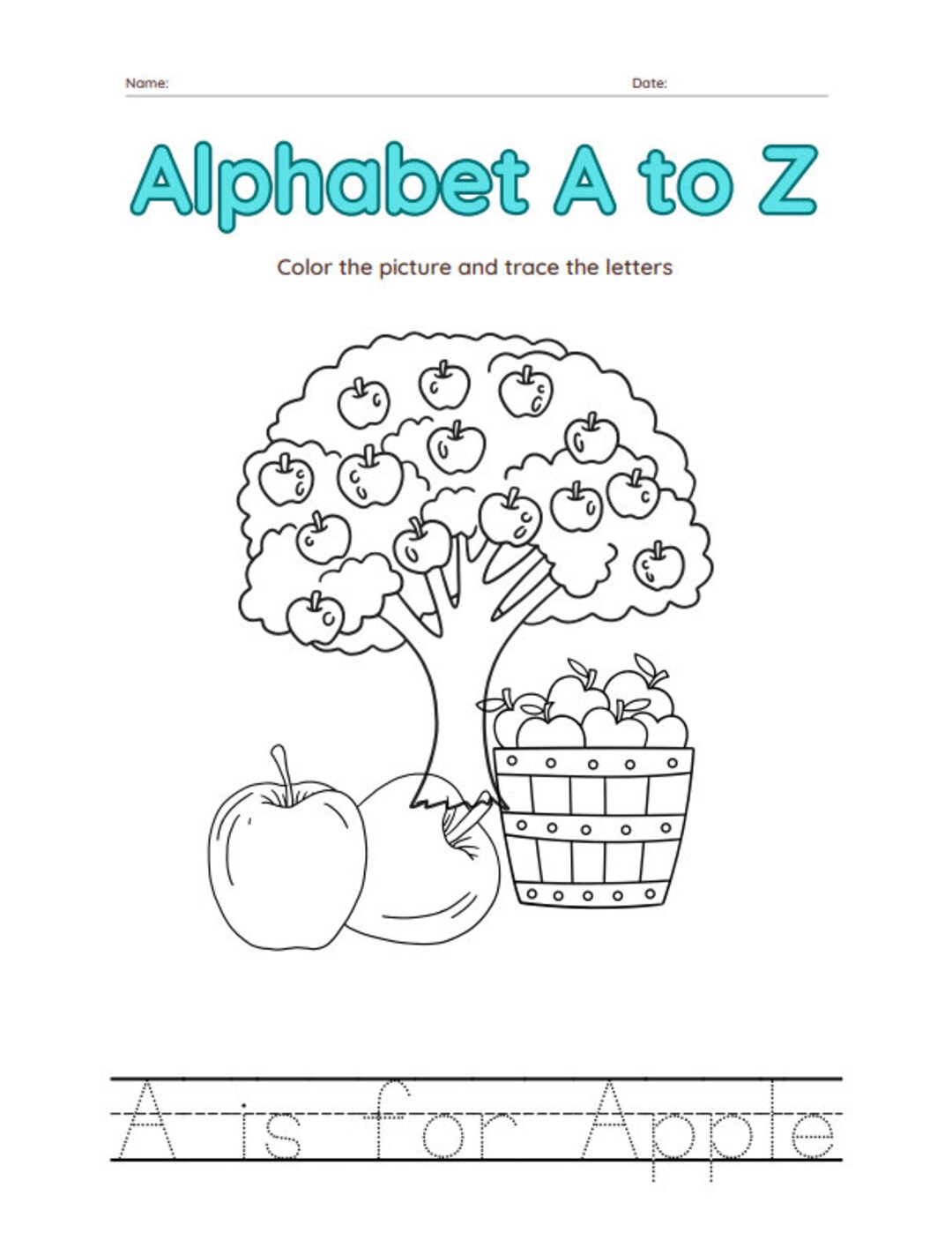 Kids Alphabet Workbook, A to Z Work Pages, Handwriting Practice, Kids ...