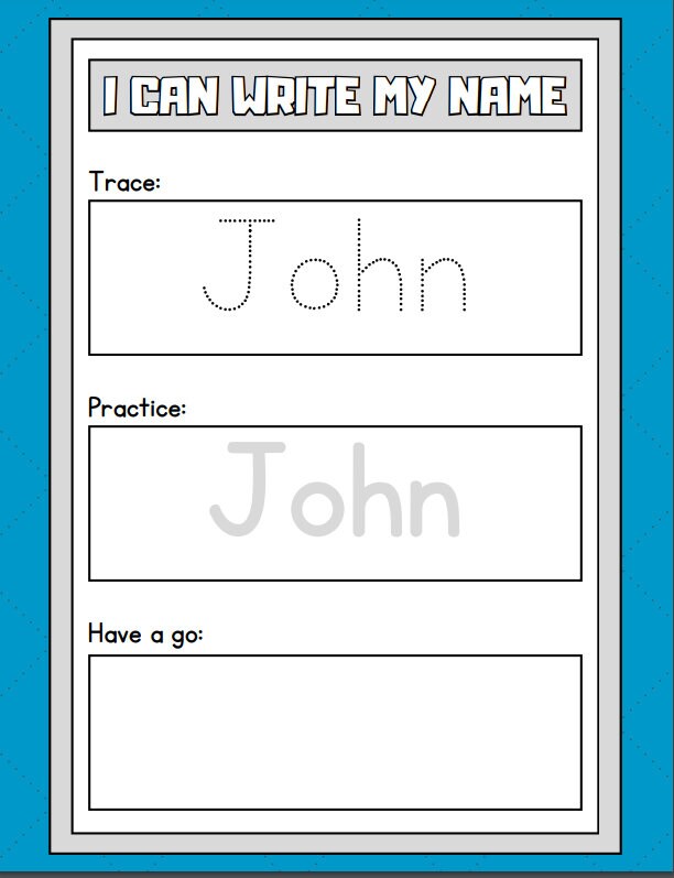 Custom Name Tracing, Name Practice, Kids Worksheet, Name Work Page ...