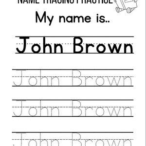 Custom Name Tracing, Name Practice, Kids Worksheet, Name Work Page ...