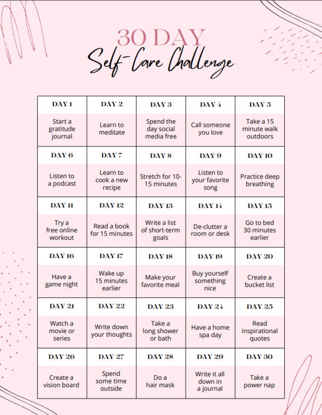 Self Care Planner, Self Care, Goal Setting, 30 Day Self Care, Selfcare ...