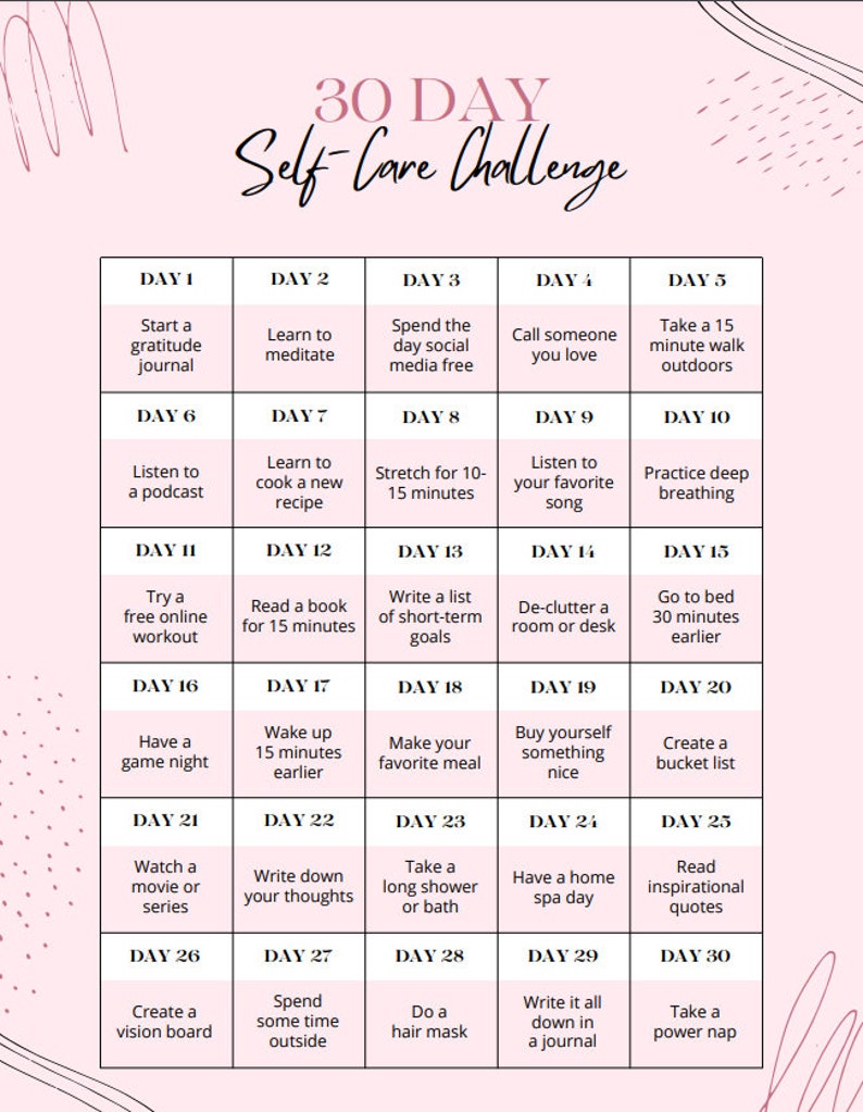 Self Care Planner, Self Care, Goal Setting, 30 Day Self Care, Selfcare ...