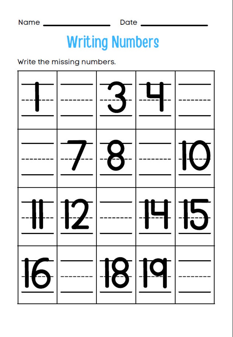 Kids Worksheet. Write the Missing Numbers Work Pages. Fun Math Pages ...