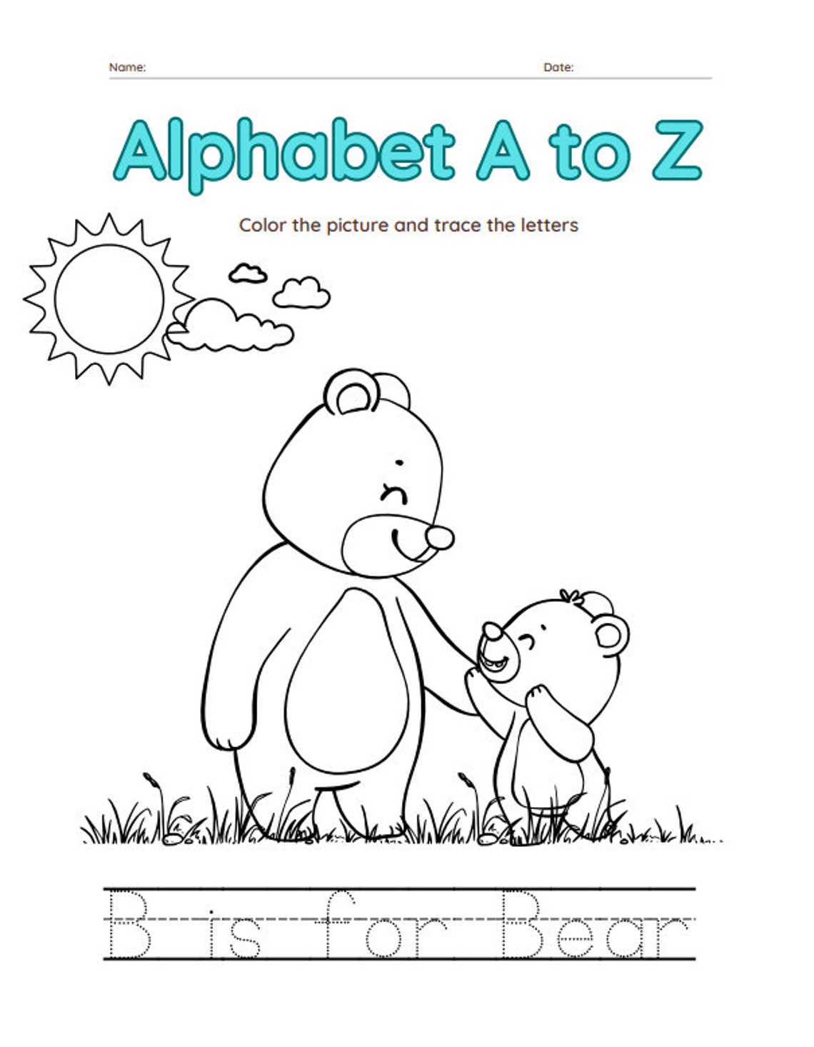 Kids Alphabet Workbook, A to Z Work Pages, Handwriting Practice, Kids ...