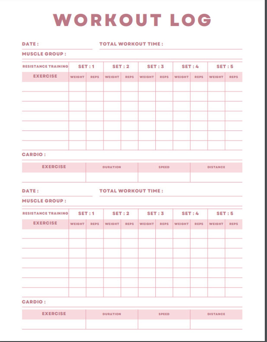 Workout Planner, Daily Schedule Planner, Plan Your Workouts, Fitness ...
