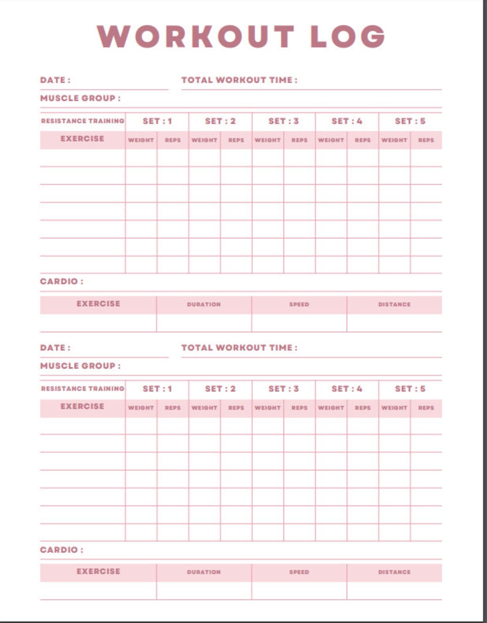 Workout Planner, Daily Schedule Planner, Plan Your Workouts, Fitness ...