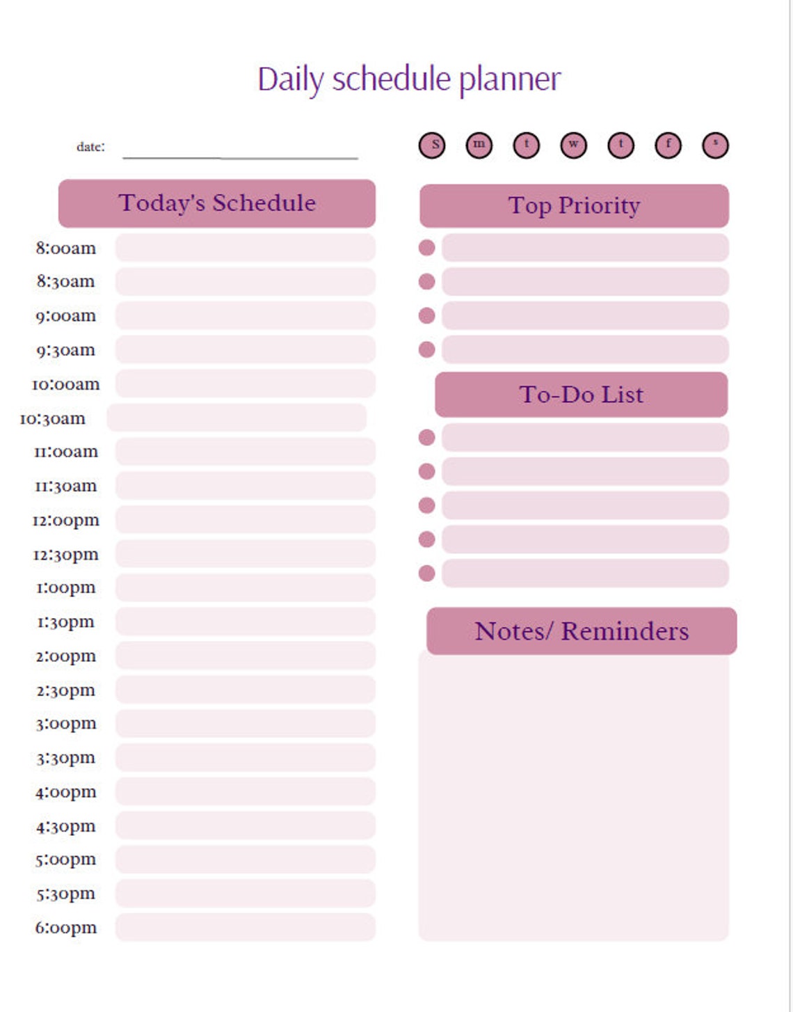 Workout Planner, Daily Schedule Planner, Plan Your Workouts, Fitness ...