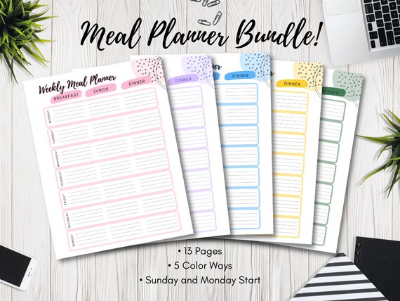 Printable Meal Planner Bundle Daily Meal Planner Bundle Food | Etsy